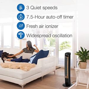 Lasko Oscillating Tower Fan, Remote Control, Ionizer, 3 Speeds, Timer, for Bedroom, Office, Kitchen 42", Black, T42950