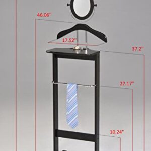 Kings Brand Furniture - Millett Wood Wardrobe Suit Valet Stand, Clothes Rack, Contour Hanger, Trouser Shoe Rack - Black/Chrome