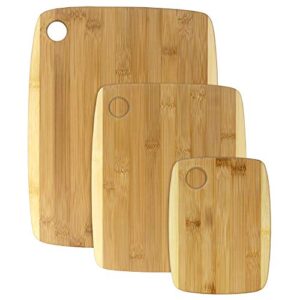 totally bamboo 3-piece two-tone bamboo serving and cutting board set