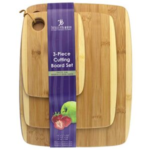 Totally Bamboo 3-Piece Two-Tone Bamboo Serving and Cutting Board Set