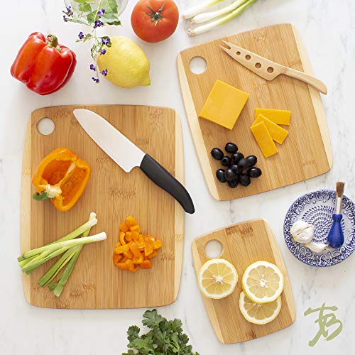 Totally Bamboo 3-Piece Two-Tone Bamboo Serving and Cutting Board Set