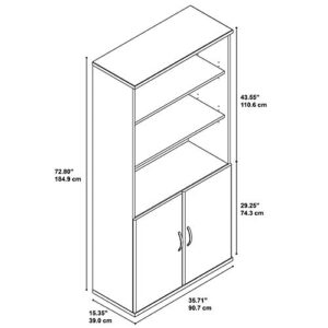 Bush Business Furniture Series C 36W 5 Shelf Bookcase with Doors in Hansen Cherry