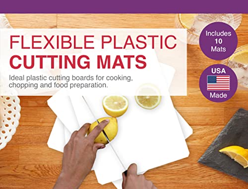 Arrow Plastic Flexible Cutting Mats - White Cutting Board, 10 Pack - Made in the USA, BPA Free - Ideal for Cutting and Chopping - Measures 15 x 12 Inches