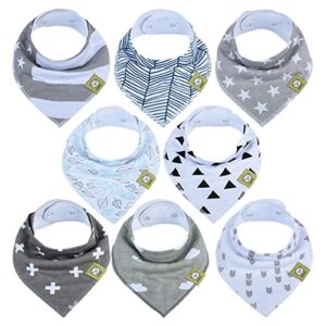 8-pack organic baby bandana drool bibs – stylish unisex bandana bibs - super absorbent bandana drool bibs – gentle teething bibs for infants - organic cotton baby bib (grayscape)