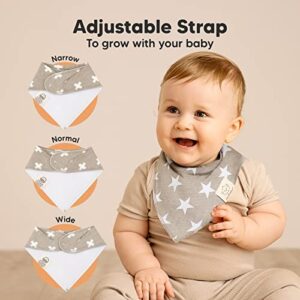 8-Pack Organic Baby Bandana Drool Bibs – Stylish Unisex Bandana Bibs - Super Absorbent Bandana Drool Bibs – Gentle Teething Bibs for Infants - Organic Cotton Baby Bib (Grayscape)