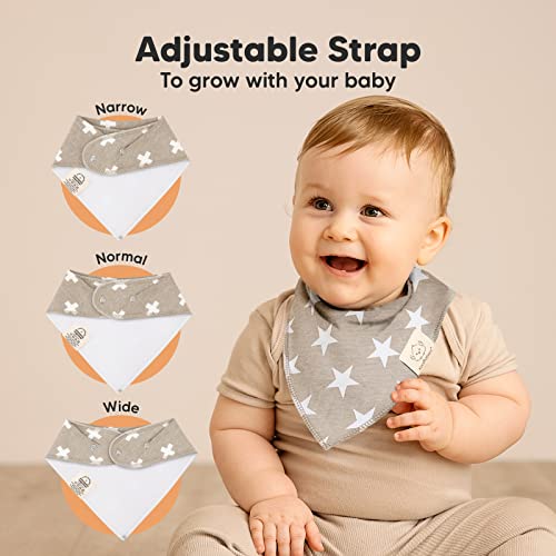 8-Pack Organic Baby Bandana Drool Bibs – Stylish Unisex Bandana Bibs - Super Absorbent Bandana Drool Bibs – Gentle Teething Bibs for Infants - Organic Cotton Baby Bib (Grayscape)