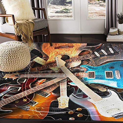 ALAZA Magic Electric Guitar Music Area Rug Rugs for Living Room Bedroom 7' x 5'