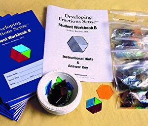 Developing Fractions Sense® B Class Set of 10 - Grade 4. A Concrete and Visual Approach to Fractions. Includes 10 Student workbooks, 10 Sets of Fraction manipulatives, Teacher Set and Answer Key.