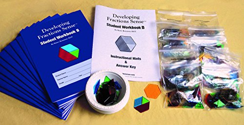 Developing Fractions Sense® B Class Set of 10 - Grade 4. A Concrete and Visual Approach to Fractions. Includes 10 Student workbooks, 10 Sets of Fraction manipulatives, Teacher Set and Answer Key.