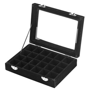 lantwoo 24 grids velvet glass ring earrings jewelry box earrings organiser storage holder display case