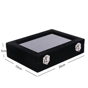 LANTWOO 24 Grids Velvet Glass Ring Earrings Jewelry Box Earrings Organiser Storage Holder Display Case