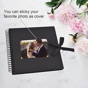 GOTIDEAL 80 Pages Scrapbook Album with 10 Metallic Markers,Craft Paper Photo Album for Wedding and Anniversary, Family DIY Scrapbook Accessories with Scrapbooking Stickers Corners(Black)…