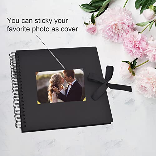 GOTIDEAL 80 Pages Scrapbook Album with 10 Metallic Markers,Craft Paper Photo Album for Wedding and Anniversary, Family DIY Scrapbook Accessories with Scrapbooking Stickers Corners(Black)…