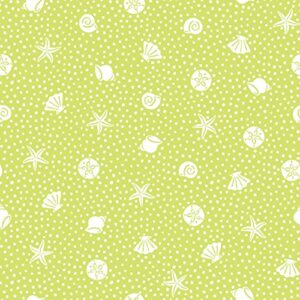 stitch & sparkle fabrics, under the sea, shell and starfish kiwi cotton fabrics, quilt, crafts, sewing, cut by the yard, 44 inches (ssun204)