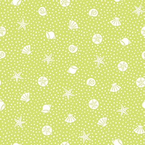 Stitch & Sparkle Fabrics, Under The Sea, Shell and Starfish Kiwi Cotton Fabrics, Quilt, Crafts, Sewing, Cut by The Yard, 44 Inches (SSUN204)