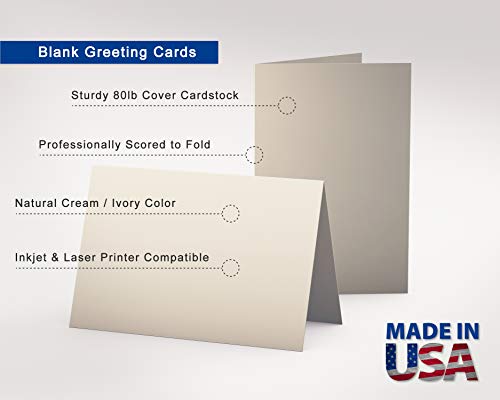 Blank 5" X 7" Cardstock and Envelopes - Ivory/Cream - Heavyweight 80lb Cover Paper - Inkjet/Laser Printer Compatible - For Making Invitations, Greeting Cards (40 Cards & Envelopes)