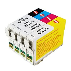 INK4WORK 4 Pack Remanufactured Ink Cartridge Replacement for Epson 126 T126 for Workforce 435 520 545 635 645 WF-3520 WF-3530 WF-3540 WF-7010 WF-7510 WF-7520 (B/C/M/Y)