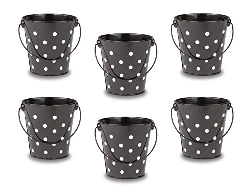 Teacher Created Resources Buckets Set, Set of 6, Black Polka Dots (TCR6059)