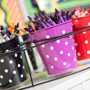 Teacher Created Resources Buckets Set, Set of 6, Black Polka Dots (TCR6059)