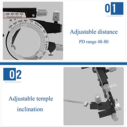 CGOLDENWALL Adjustable Optical Optic Trial Lens Frame Eye Test Glasses Optometry Optician Easily Changeable Cylinder Axis Fully Adjustable Temple Length and Nose Rest (PD:48-80)