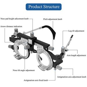 CGOLDENWALL Adjustable Optical Optic Trial Lens Frame Eye Test Glasses Optometry Optician Easily Changeable Cylinder Axis Fully Adjustable Temple Length and Nose Rest (PD:48-80)