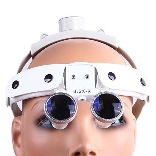 EAST Dental 3.5X-R White Color LED Head Light + Dental Surgical Glasses Binocular Loupes DY-108