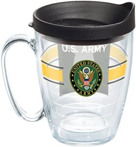 tervis army pride tumbler with wrap and black lid 16oz mug, clear