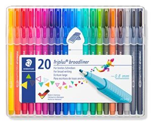 staedtler 338 sb20 triplus broadliner bullet pen, 0.8 mm - assorted colours (pack of 20)