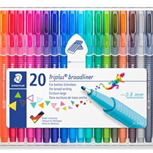 STAEDTLER 338 SB20 Triplus Broadliner bullet Pen, 0.8 mm - Assorted Colours (Pack of 20)