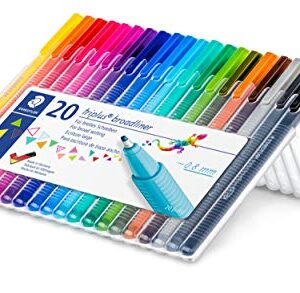 STAEDTLER 338 SB20 Triplus Broadliner bullet Pen, 0.8 mm - Assorted Colours (Pack of 20)