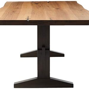 Coaster Home Furnishings Bexley Burnham Live Edge Dining Table with Trestle Base Natural Honey and Smokey Black