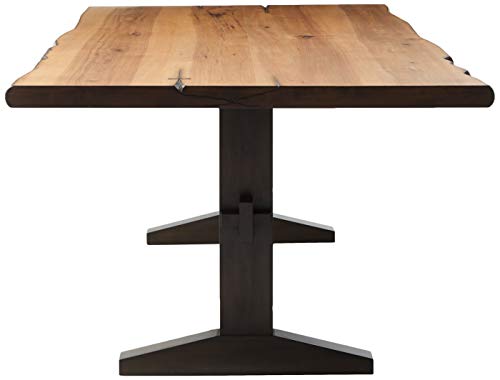 Coaster Home Furnishings Bexley Burnham Live Edge Dining Table with Trestle Base Natural Honey and Smokey Black