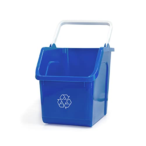 Good Natured Stackable Recycle Bin with Handle, 6 Gallon / 25 Liter - Ideal for Kitchen, Home & Indoor Use - Compact & Small Recycling Bin - Perfect for Recycling Cans, Blue Recycle Bin for Easy Trash Sorting