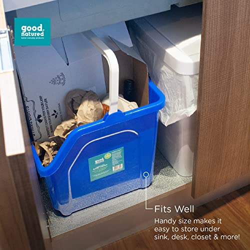 Good Natured Stackable Recycle Bin with Handle, 6 Gallon / 25 Liter - Ideal for Kitchen, Home & Indoor Use - Compact & Small Recycling Bin - Perfect for Recycling Cans, Blue Recycle Bin for Easy Trash Sorting