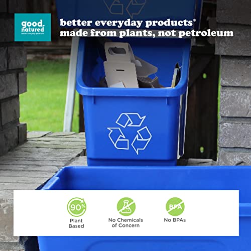 Good Natured Stackable Recycle Bin with Handle, 6 Gallon / 25 Liter - Ideal for Kitchen, Home & Indoor Use - Compact & Small Recycling Bin - Perfect for Recycling Cans, Blue Recycle Bin for Easy Trash Sorting