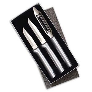 rada cutlery 3-piece basics knife gift set – stainless steel kitchen knives with aluminum handles