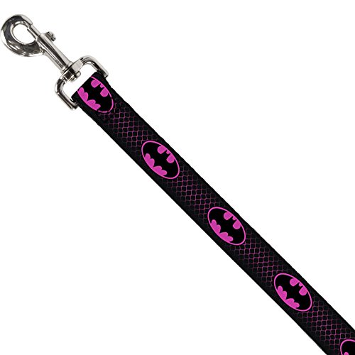 Buckle-Down Dog Leash Batman Shield Chainlink Black Hot Pink 6 Feet Long 1.5 Inch Wide, Multicolor (DL-6FT-WBM163-W)