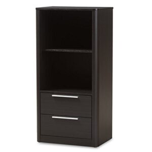 baxton studio carlingford 2 shelf bookcase in dark brown