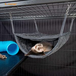 Niteangel Luxury Double Bunkbed Hammock, Fit 2 Adult Ferrets or 5 More Adult Rats Warm Plush Hanging Hammock Bed Hideout for Hamster Guinea Pig Rat Ferret Chinchill(Gray)