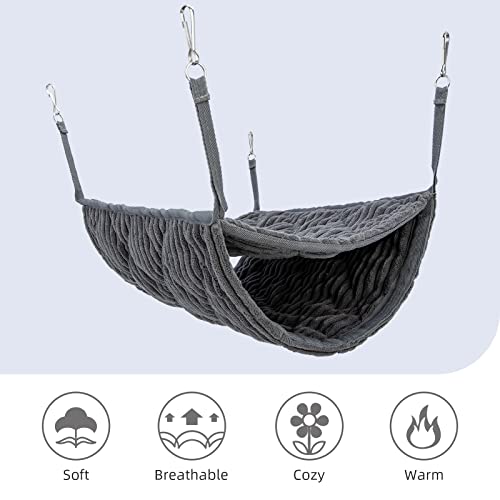 Niteangel Luxury Double Bunkbed Hammock, Fit 2 Adult Ferrets or 5 More Adult Rats Warm Plush Hanging Hammock Bed Hideout for Hamster Guinea Pig Rat Ferret Chinchill(Gray)