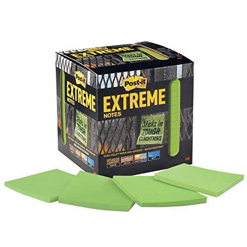 Post-it Extreme Notes, Works outdoors, Removes cleanly, 100X the holding power, Green, 3 in x 3 in, 12 Pads/Pack, 45 Sheets/Pad (EXTRM33-12TRYG)