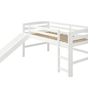 Woodcrest Mini Slide Loft Bed, Twin, White