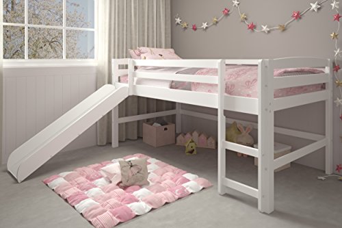 Woodcrest Mini Slide Loft Bed, Twin, White