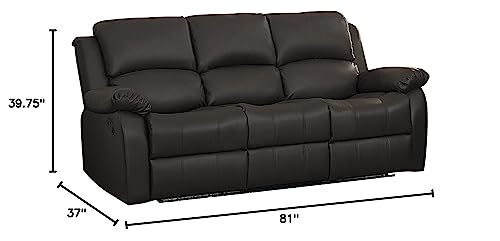 Homelegance Clarkdale Double Reclining Sofa with Drop Down Cup Holders, Br Brown