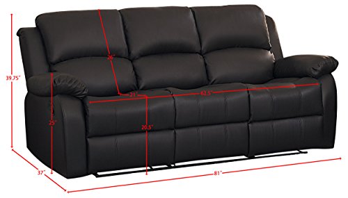 Homelegance Clarkdale Double Reclining Sofa with Drop Down Cup Holders, Br Brown