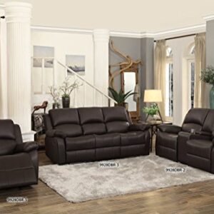 Homelegance Clarkdale Double Reclining Sofa with Drop Down Cup Holders, Br Brown