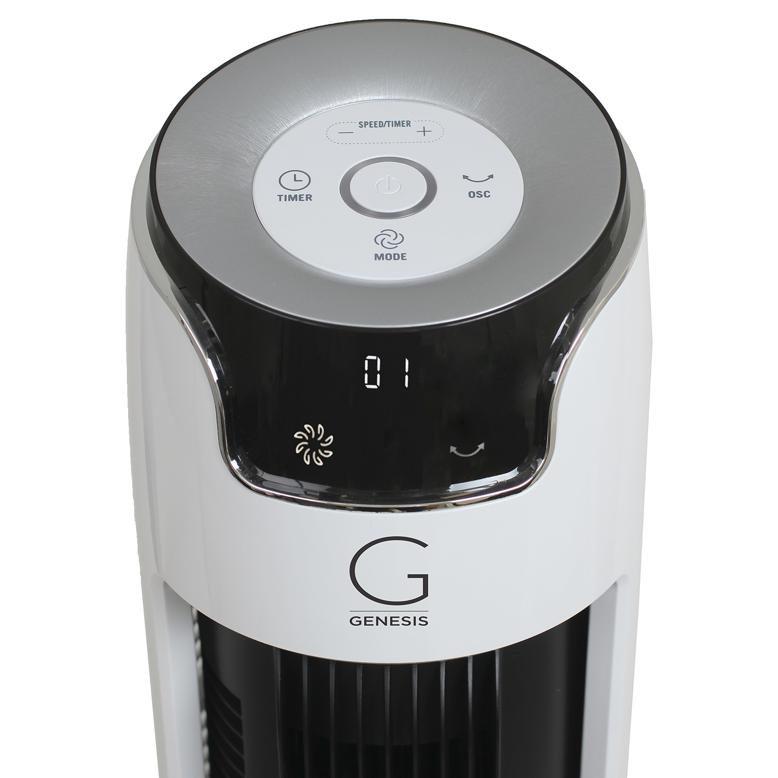 Genesis Powerful 43 Inch Oscillating Tower Fan with Max Air Quiet Technology and Remote, White (G5TOWERFAN)