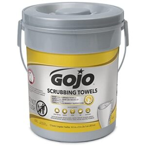 gojo hand and surface scrubbing towels, fresh citrus scent, 72 count heavy duty scrubbing towels canister (pack of 1) - 6396-06