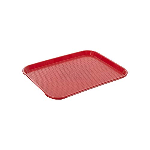 Fast Food Tray 10 x 14 Red Rectangular Polypropylene Serving Tray for Cafeteria, Diner, Restaurant, Food Courts