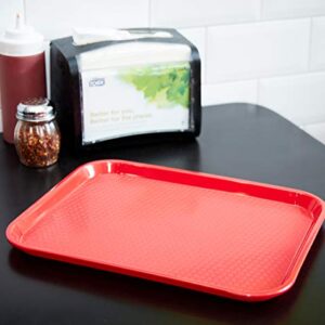 Fast Food Tray 10 x 14 Red Rectangular Polypropylene Serving Tray for Cafeteria, Diner, Restaurant, Food Courts